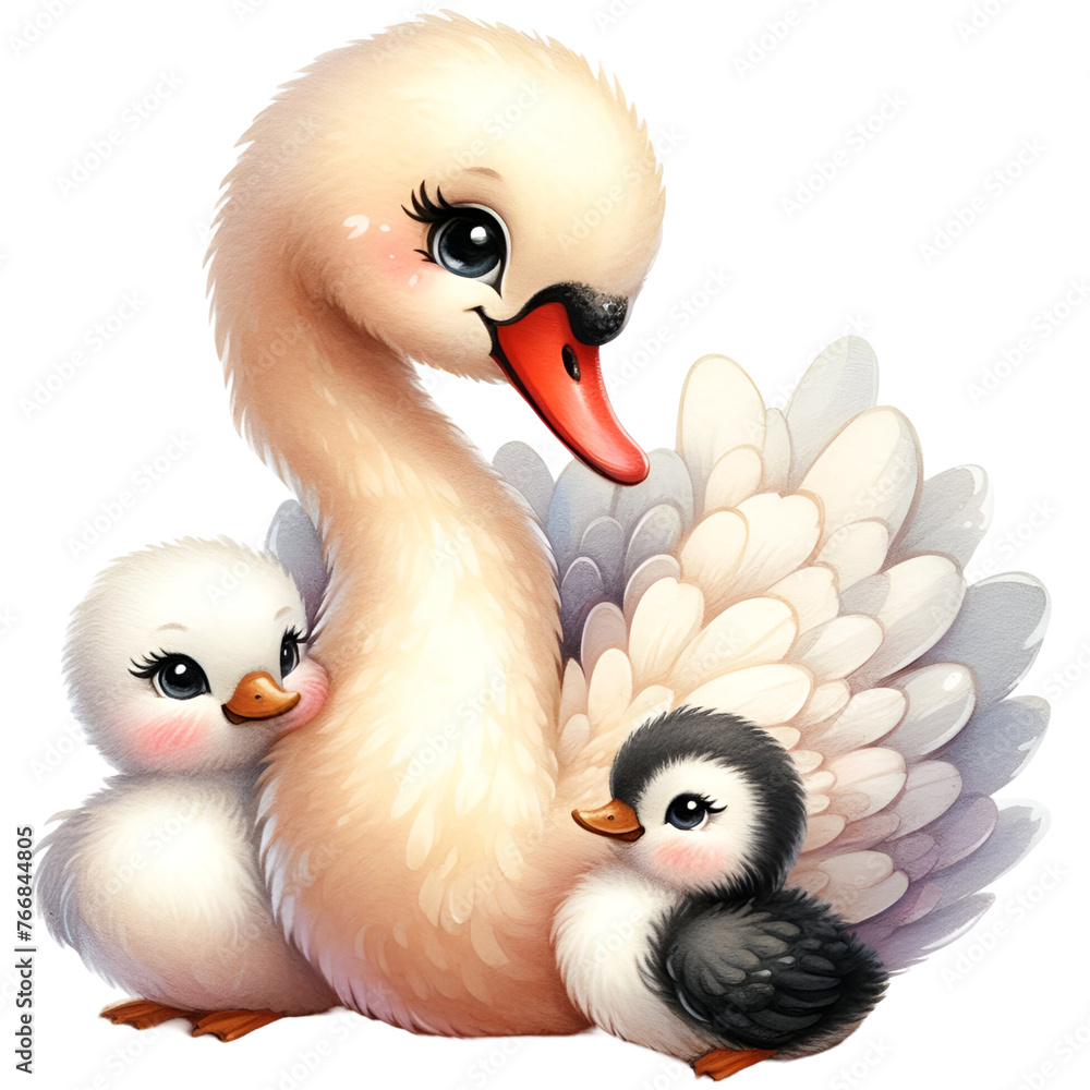 Watercolor Mom and Baby Swan Clipart Mother and Baby PNG Mother's Day ...