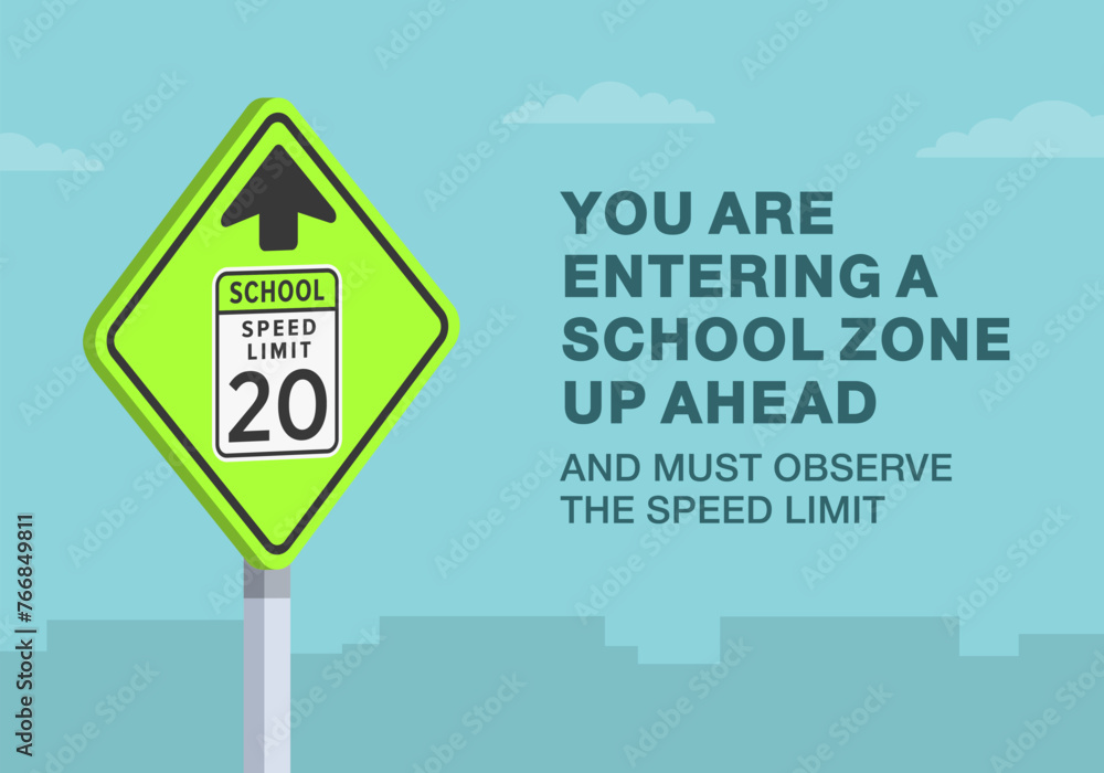 Safe driving tips and traffic regulation rules. Close-up of United ...