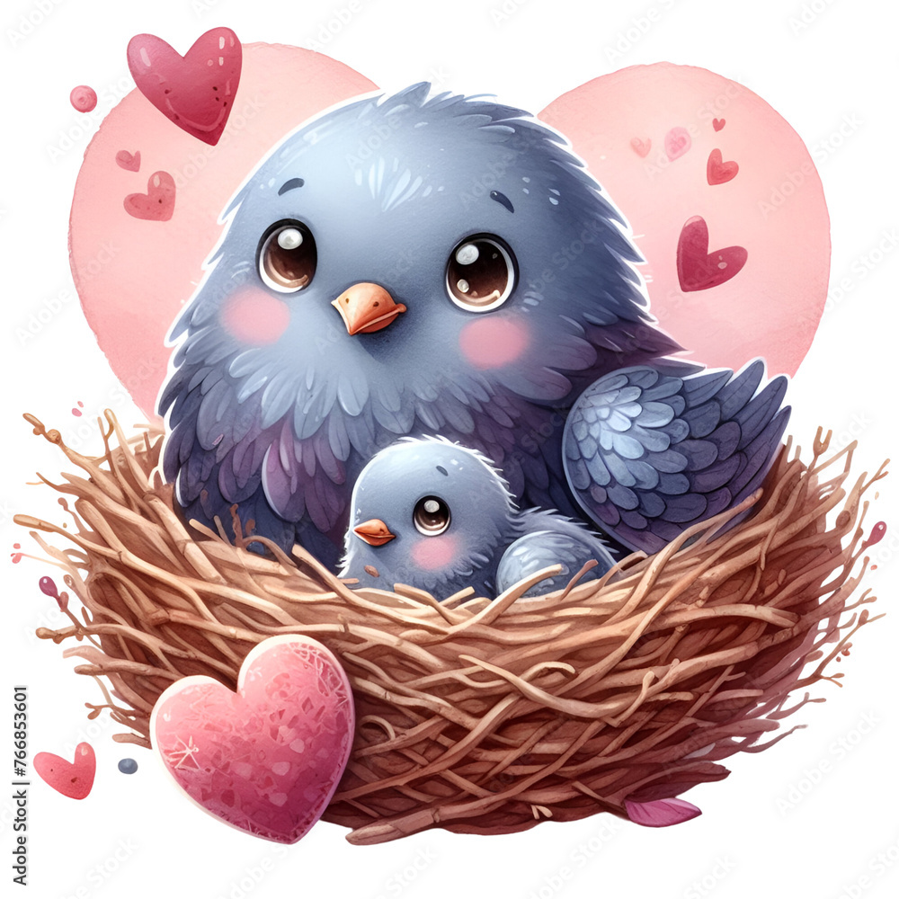 Watercolor Cute Mother And Baby Safari Animals Clipart Mom and Baby PNG ...