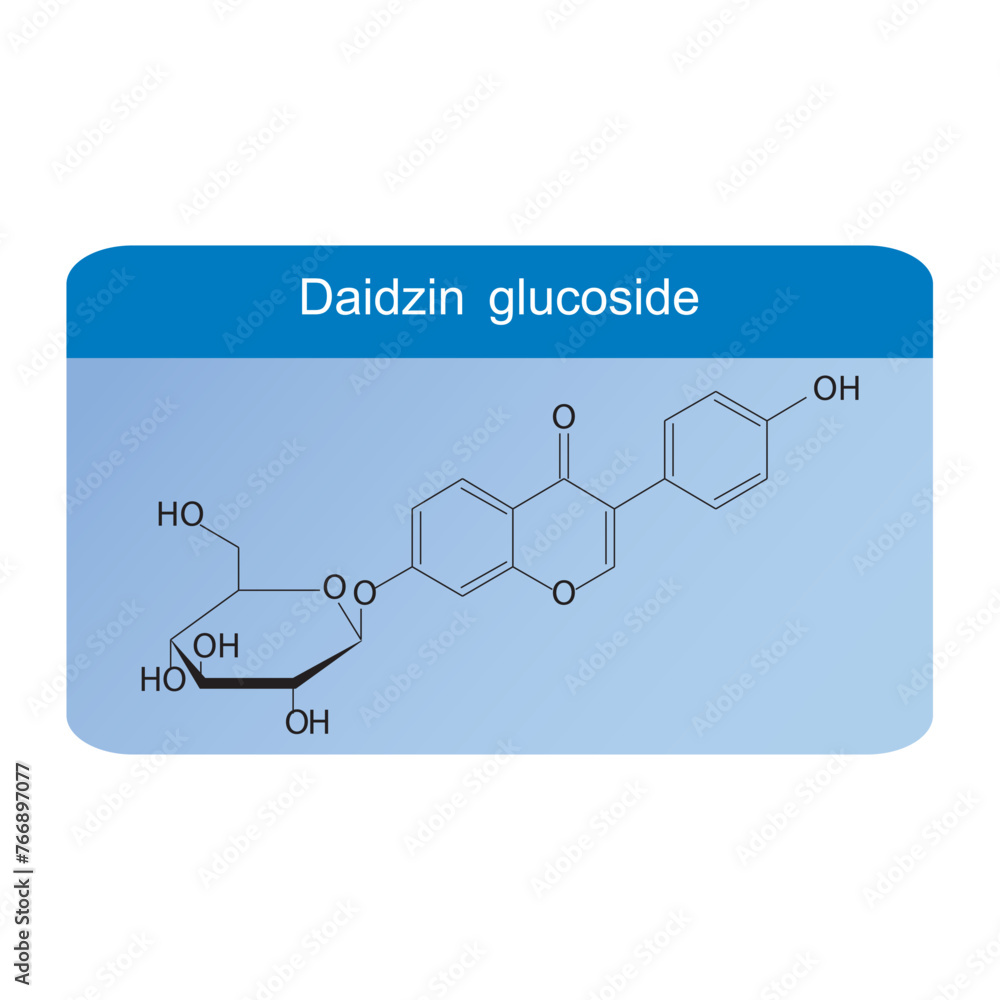 Daidzein glucoside skeletal structure diagram.Isoflavanone compound ...