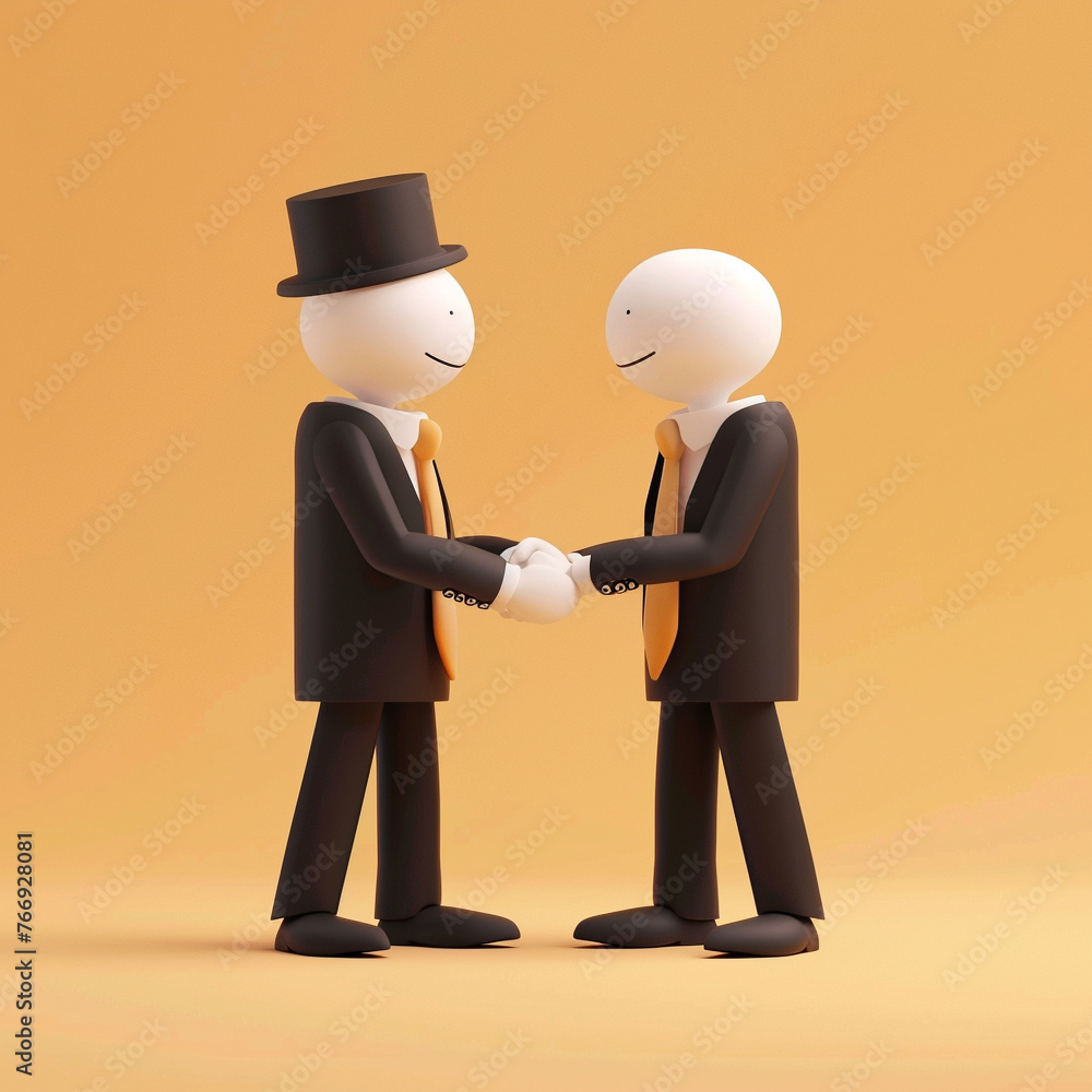 two businessmen shake hands stylized 3D graphics Stock Illustration ...