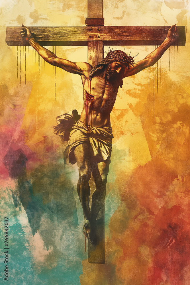 Jesus Christ on a Cross. Crucification of Jesus, resurrection Sunday ...