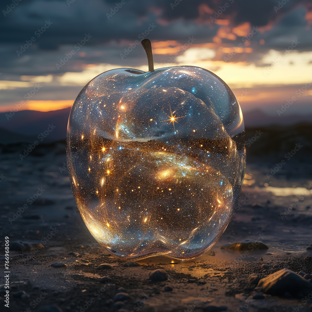 The cosmic vessel of the Apple, a cosmic mystery unfolding, pulsating ...