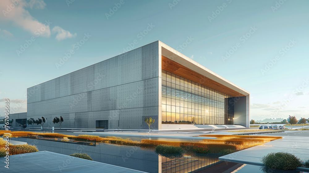 Exterior of Data center made of concrete tilt up panels with a grand ...