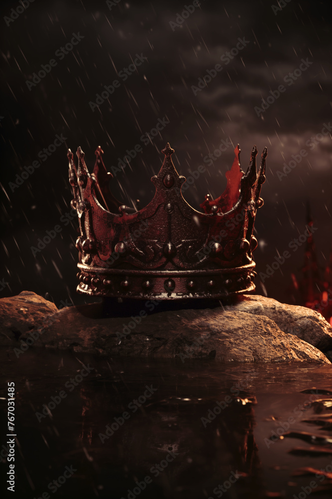 Illustration Stock Fantasy medieval concept of a Royal crown and blood ...