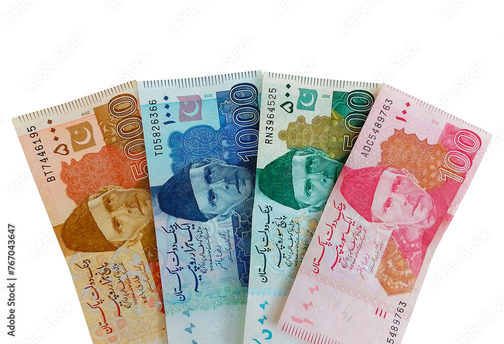 Pakistani Currency Isolated on White Background - Pakistani Rupees ...