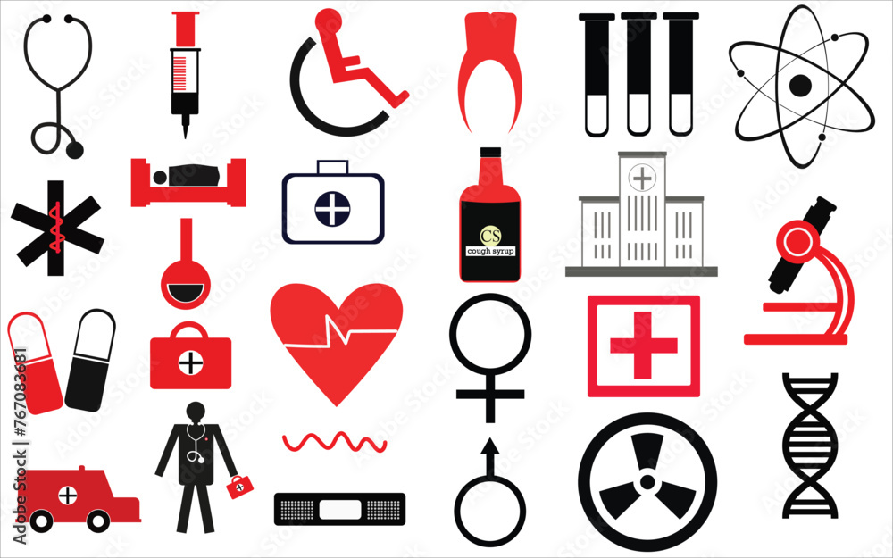 Medicine Symbols Icons For Hospital Medical Centre Stock Vector | Adobe ...