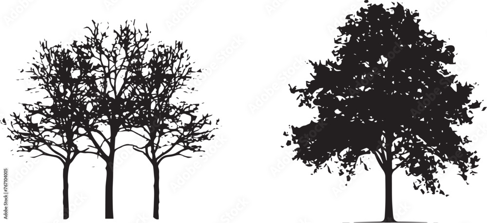 Tree Vector Design. Silhouette Black and white Tree vector illustration ...