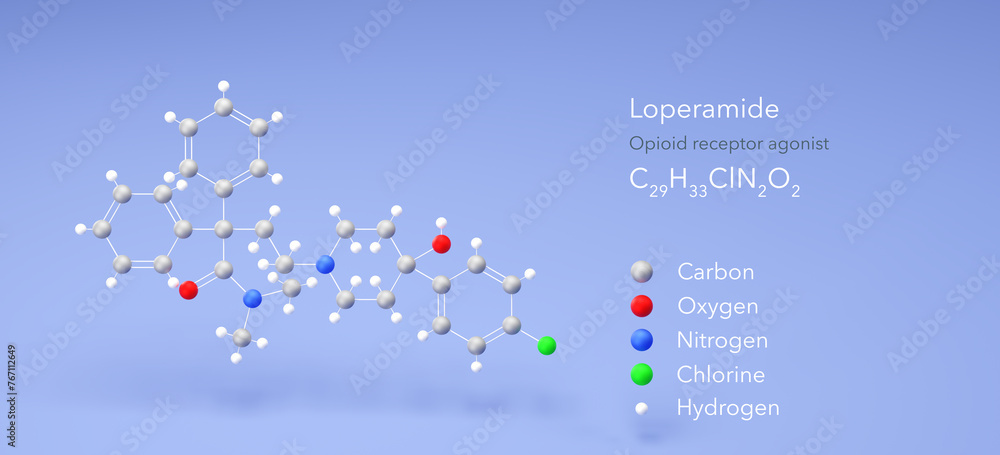 loperamide molecule, molecular structures, imodium, 3d model ...