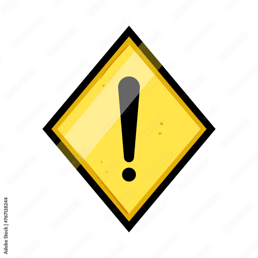 caution yellow warning sign cartoon. danger triangle, alert safety ...