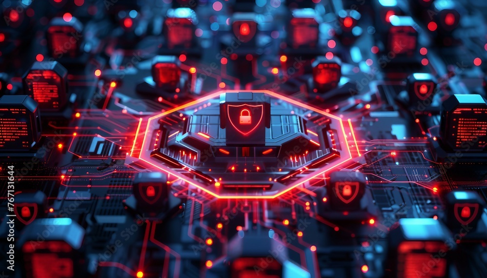 Cybersecurity Shield Network, computer security with an image ...