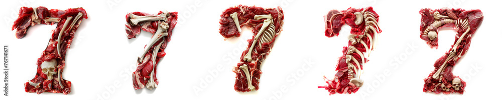 Number Seven Horror alphabet and number concept. Halloween isolated ...