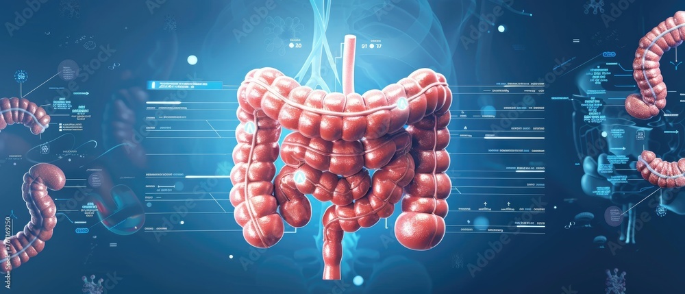 Simplified diagram of the human colon with labels for major parts ...