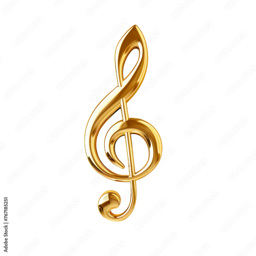 Golden treble clef. Isolated on transparent background. Stock Photo ...