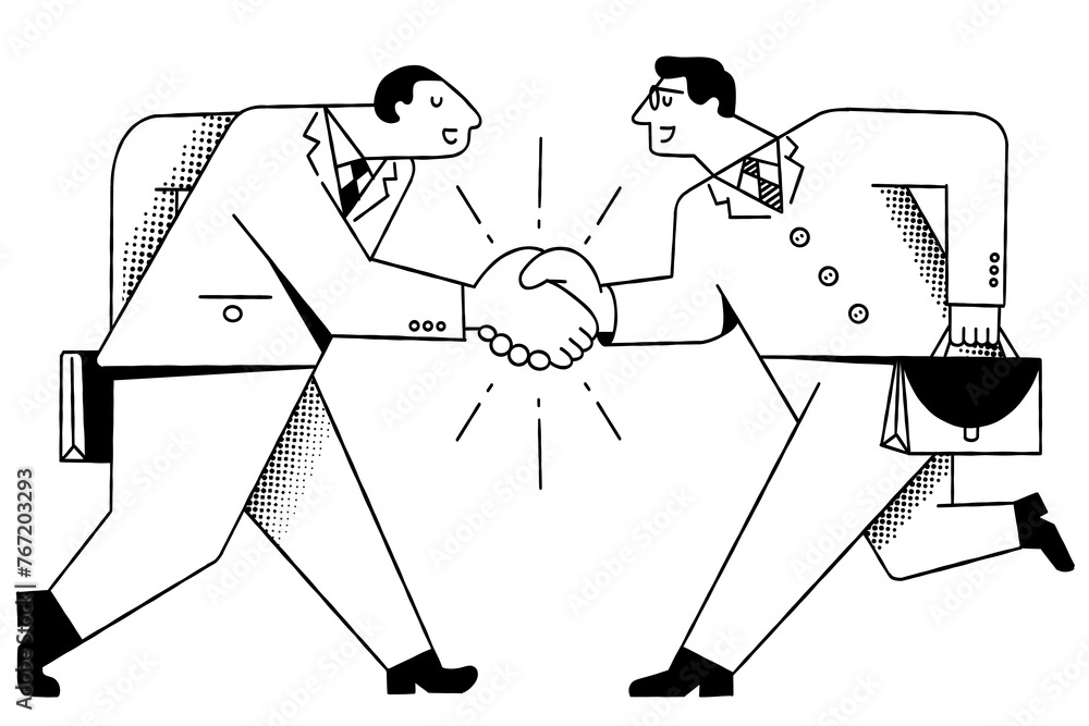 Two businessmen doing shaking hands in agreement. Vector illustration ...