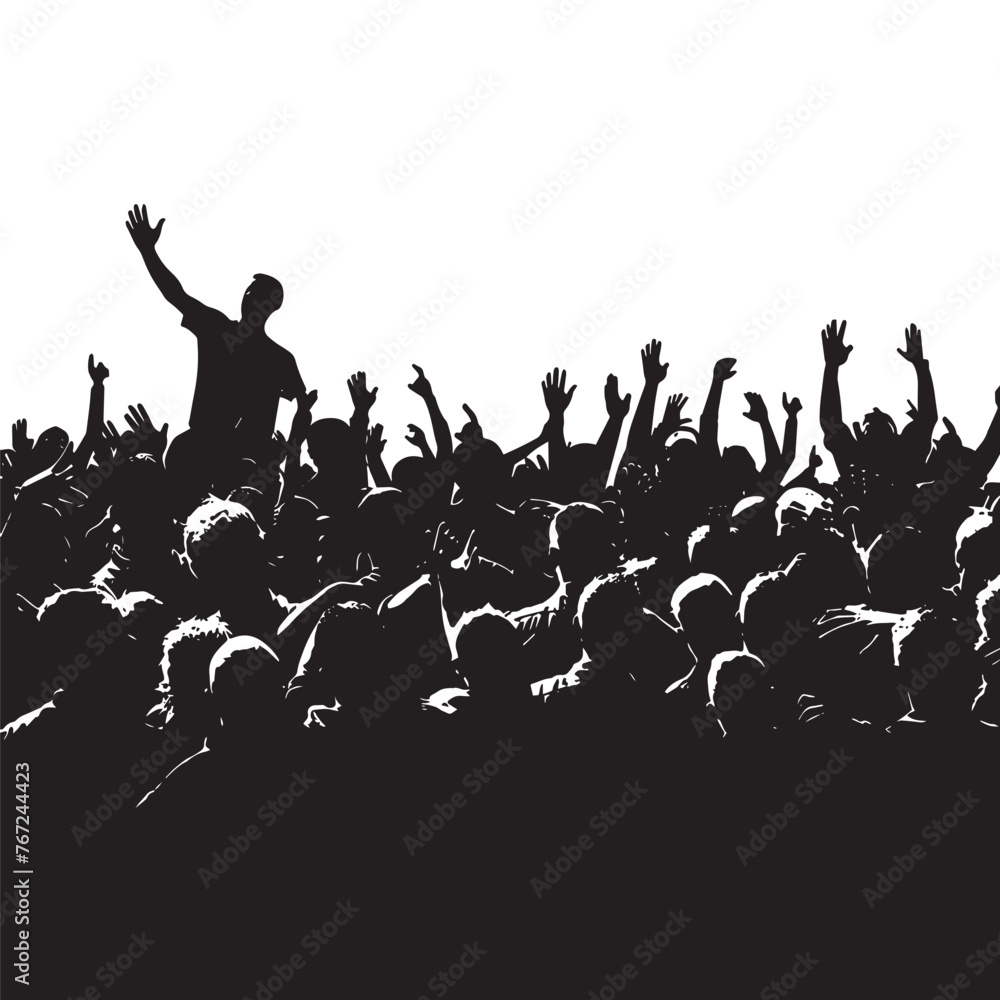 Crowd people silhouette sports fans Stock Vector | Adobe Stock
