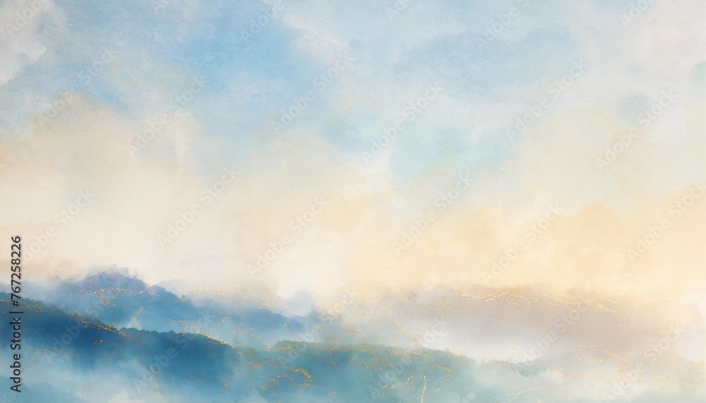 pastel faded blue hand painted watercolor background design with paint ...