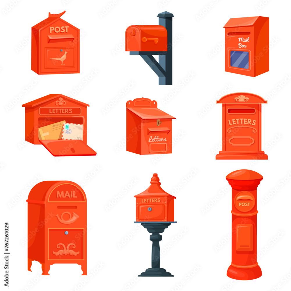 English mailboxes. Cartoon letterbox, red postbox uk london postal ...