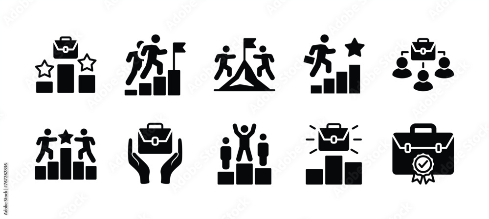 Business competition icon set. Containing success, goal, target ...