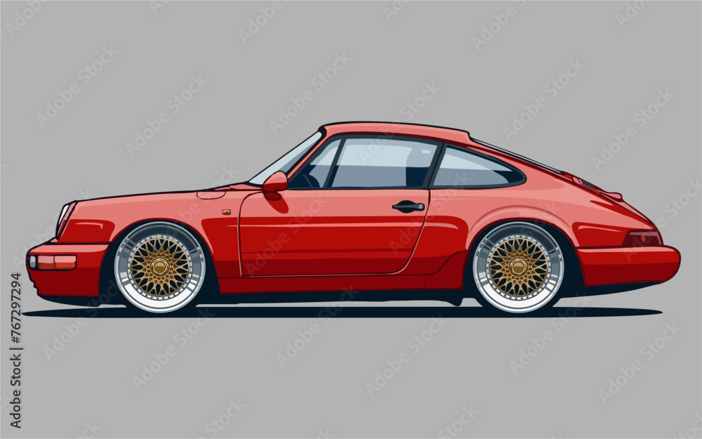 Vector de Stock red Porsche 912, Porsche 911 Turbo car, vector car illustration isolated on ...