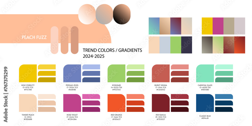 Fashion colors and gradients trend Winter Spring 2024 2025. Color ...