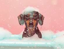 Dachshund Puppies Take A Bath Free Stock Photo - Public Domain Pictures