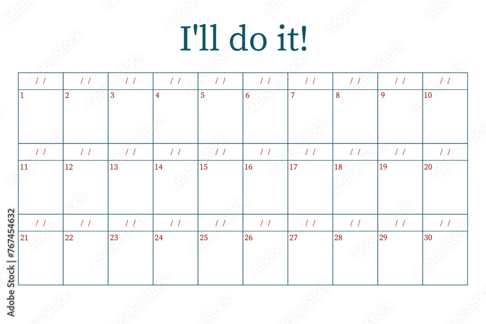 เวกเตอร์ Stock Habit tracker chart for 30 day challenge, vector, I'll ...