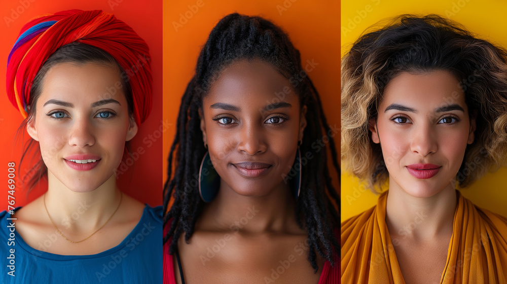 Composite portrait of headshots of different smiling women from all ...