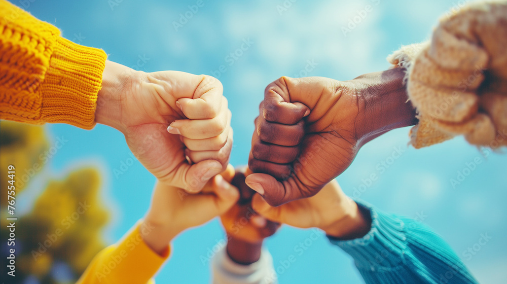 Hands teamwork group of multi racial people meeting join hands ...