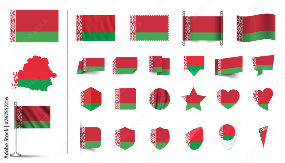 set of Belarus flag, flat Icon set vector illustration. collection of ...