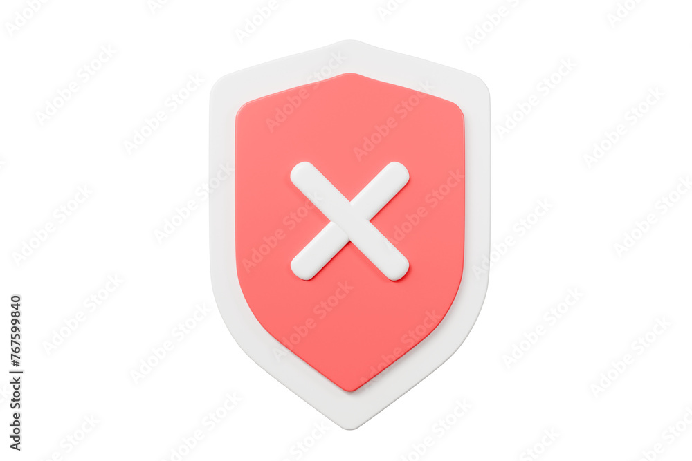 Ilustración de Stock 3d Realistic Shield unprotected with cross mark ...