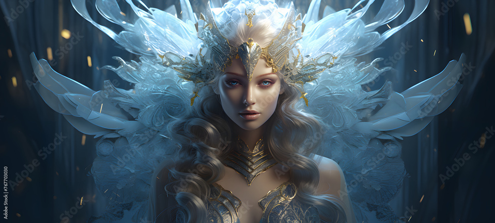 holy female angel with glittercore skin and filigree transparent ...