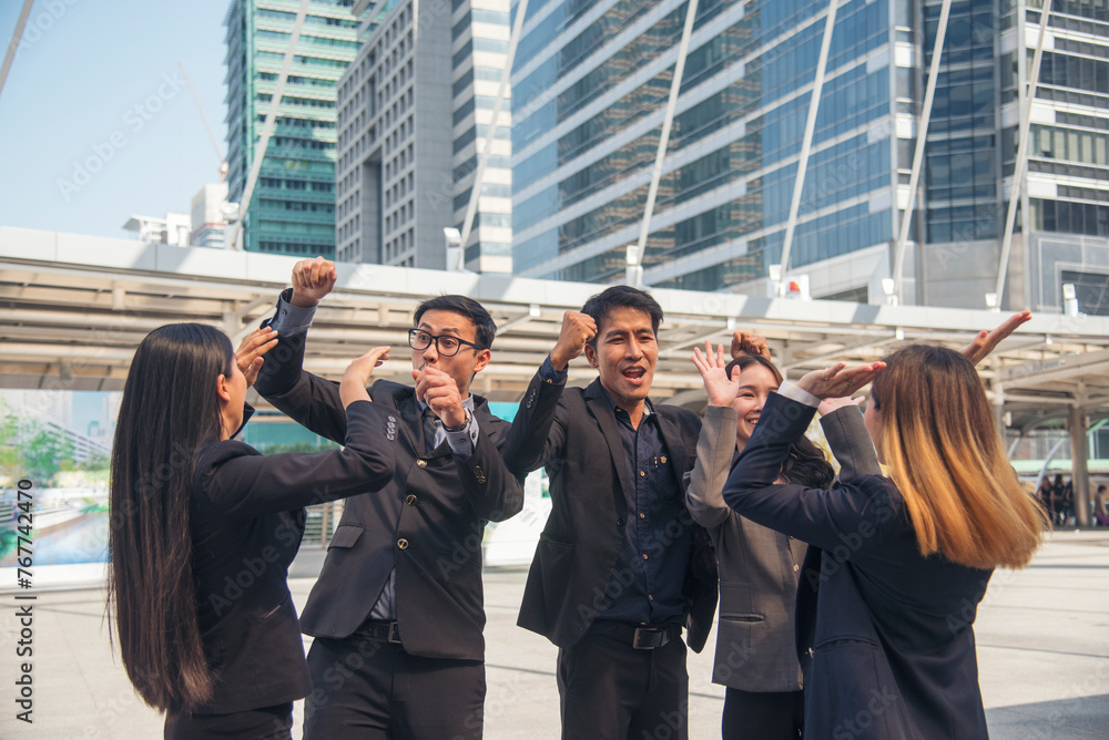 Diversity Business people partner handshake together in modern city ...