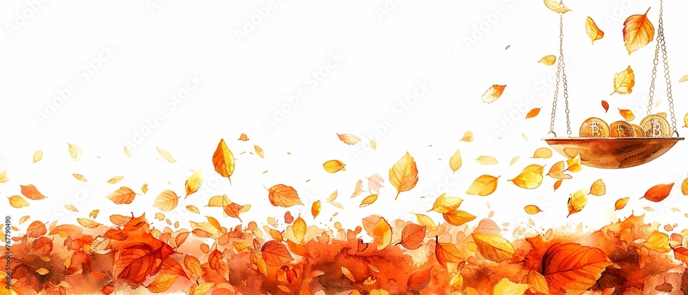 A dramatic rendering of golden scales caught in a gentle breeze, with ...