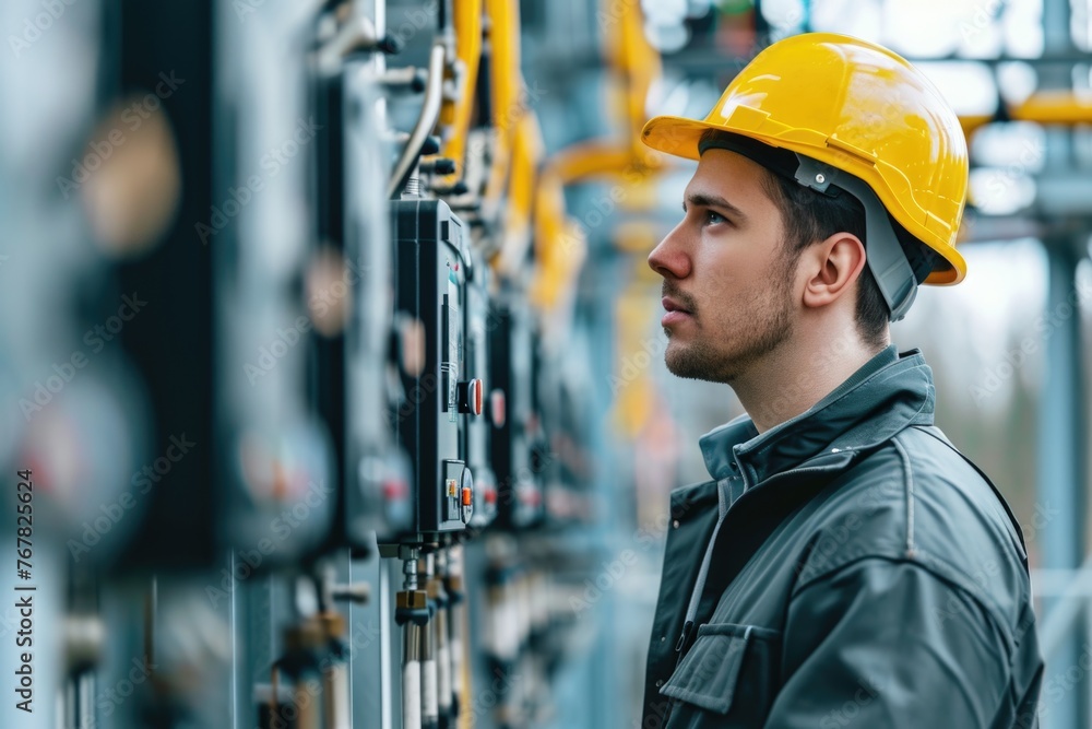 Engineer electrician check the substation construction process Stock ...