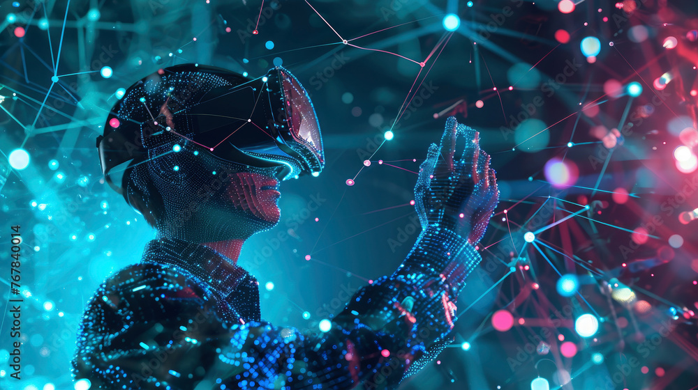 A virtual reality setup where a person is visualizing machine learning ...