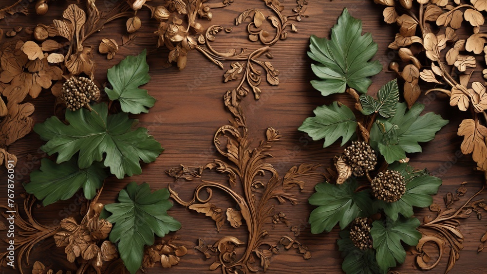 Celebrate the intricate beauty of the wood carving, where the leaf ...