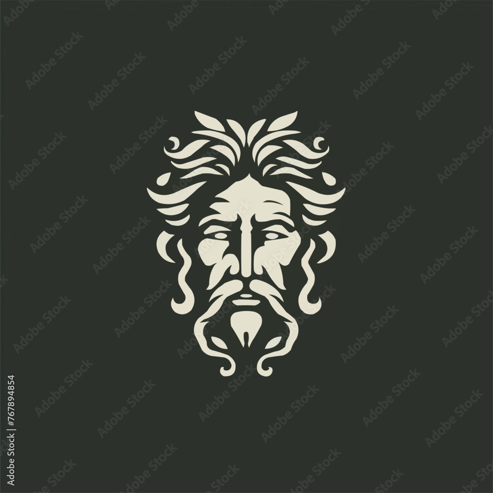 Greek god head wearing laurel wreath statue icon logo design ...
