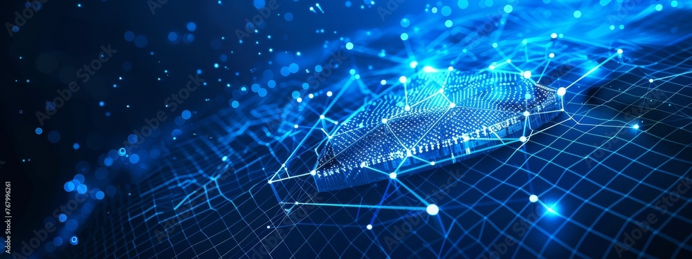 Futuristic cyber warriors monitoring screens for ransomware attacks, in a dark room illuminated ...