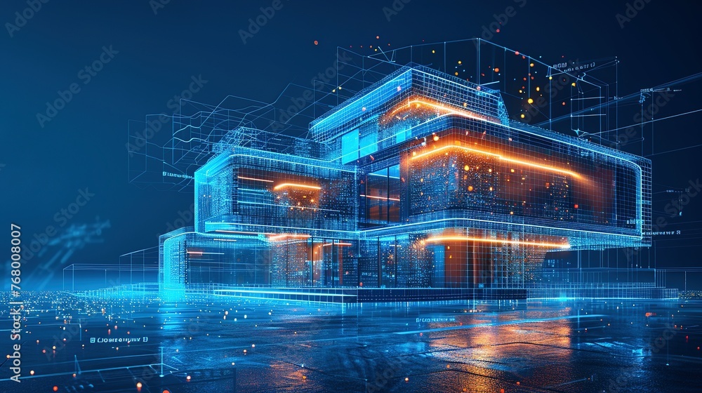 Illustration Stock Design concept of a smart building. Engineering of ...