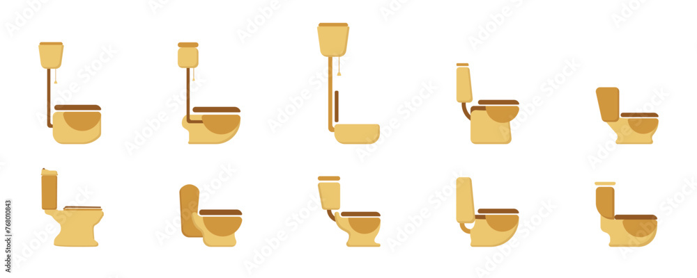 Lavatory bowl icon vector set. Toilet logo simple color. Simple stylish ...