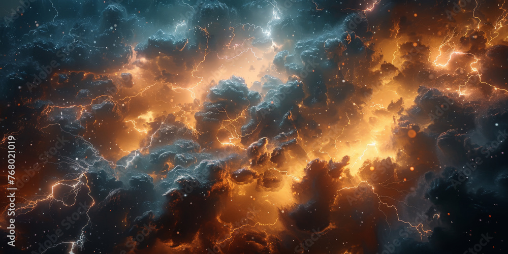 dark storm clouds with lightning in the sky, weather, natural disasters ...