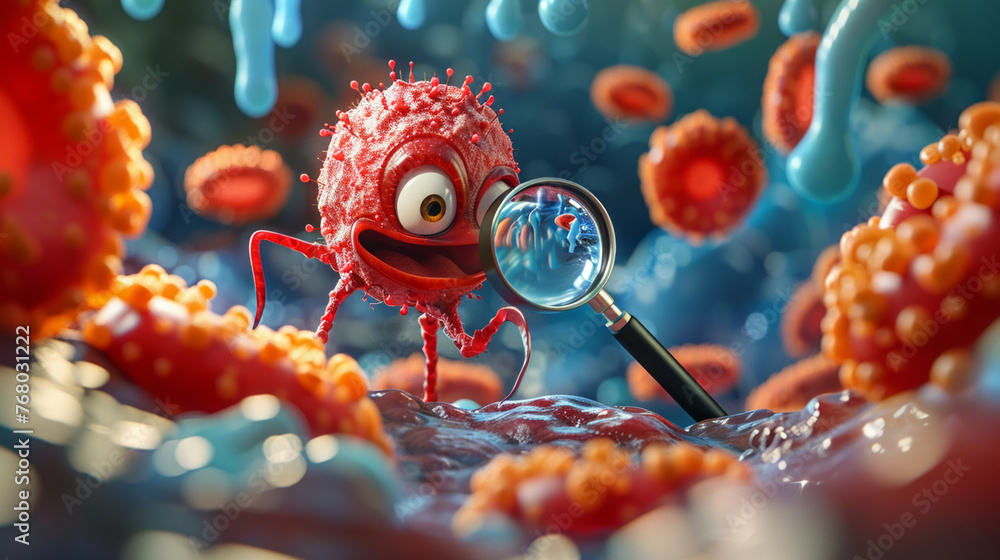 A red cell investigates clot formation, medical illustration to educate ...