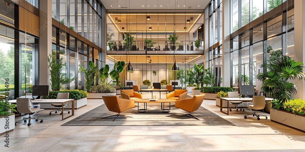 Elegant Corporate Office Lobby Design Stock Illustration | Adobe Stock