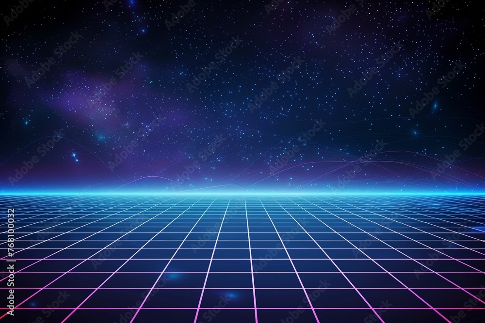 Synthwave Vaporwave Retrowave Cyber Background With Copy Space, Laser ...