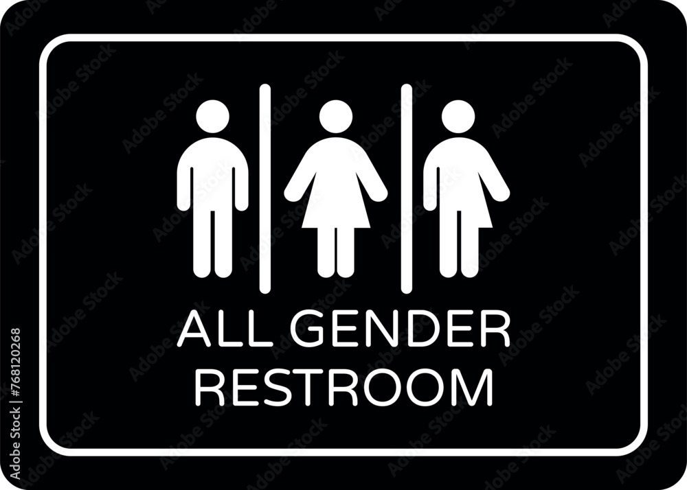 All gender restroom sign. Gender neutral toilet icon. Vector flat line ...