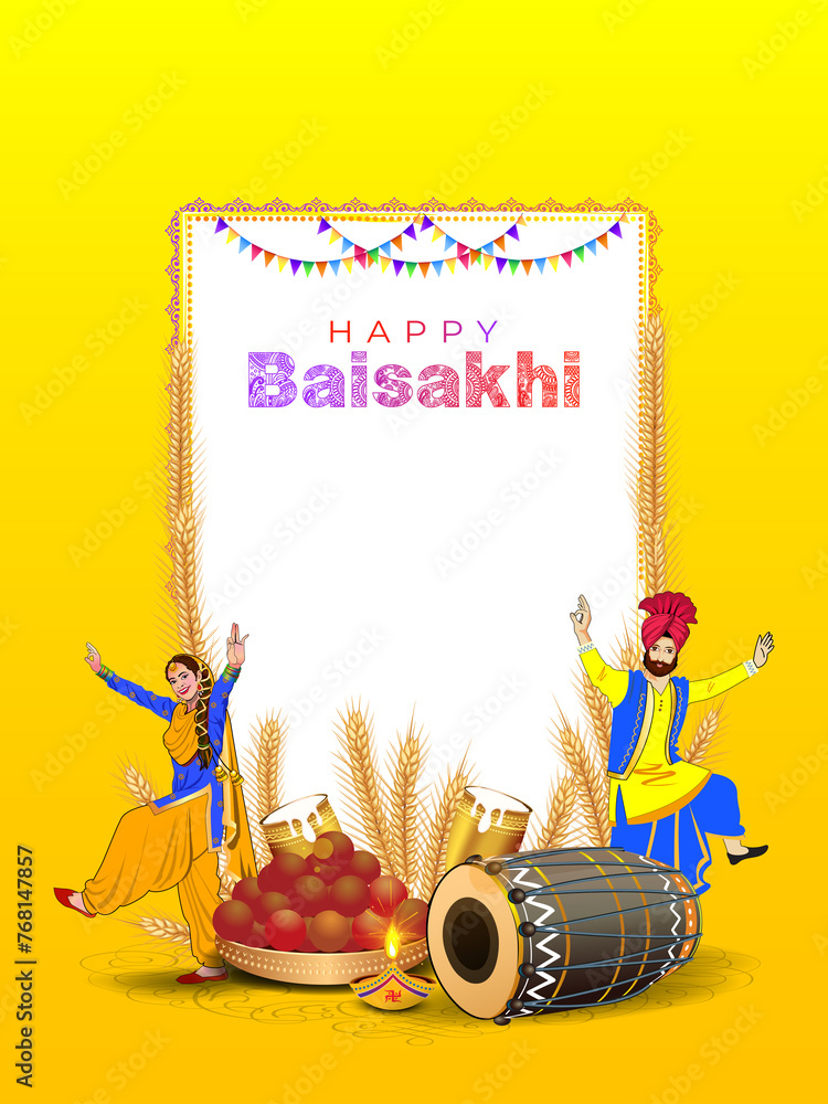 Vertical poster for Indian Punjabi sikh festival Baisakhi or Vaisakhi ...
