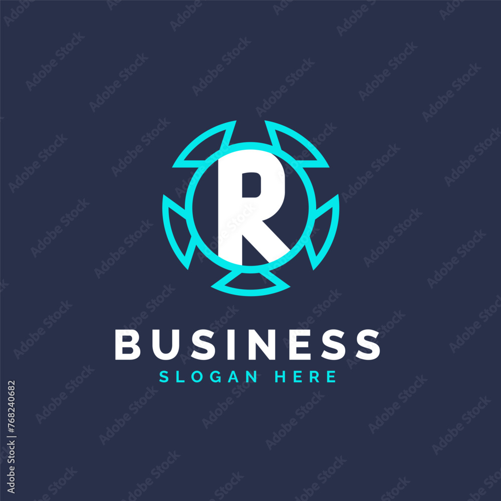 Letter R Technology Logo Design, Modern Alphabet R Logo Template Stock ...