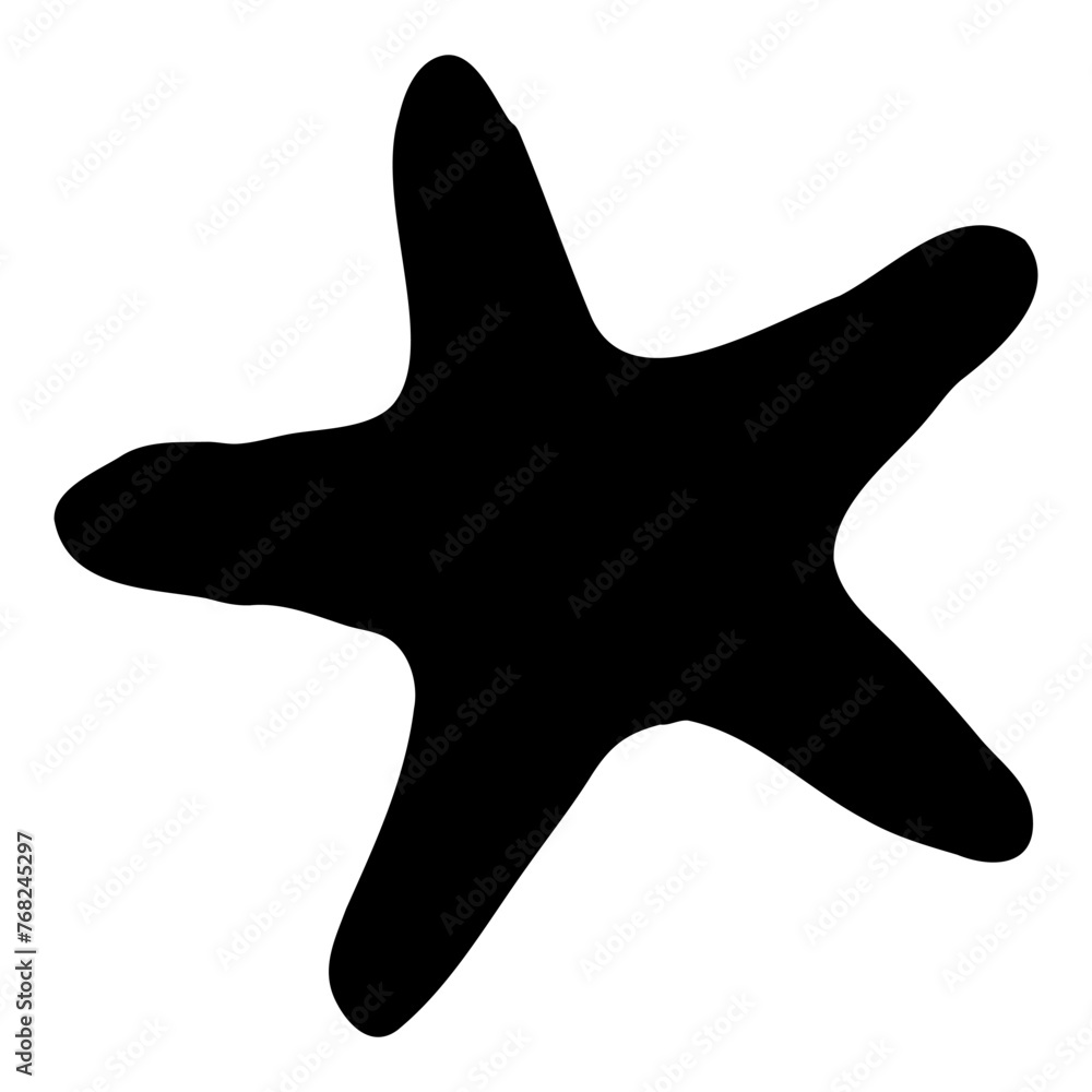 Vektor Starfish vector silhouette illustration top view. Hand drawn ...