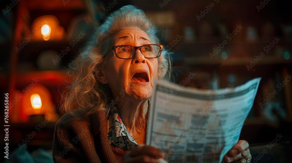 Stock-Foto „Sad, confused surprised, shocked senior old woman disgusted ...